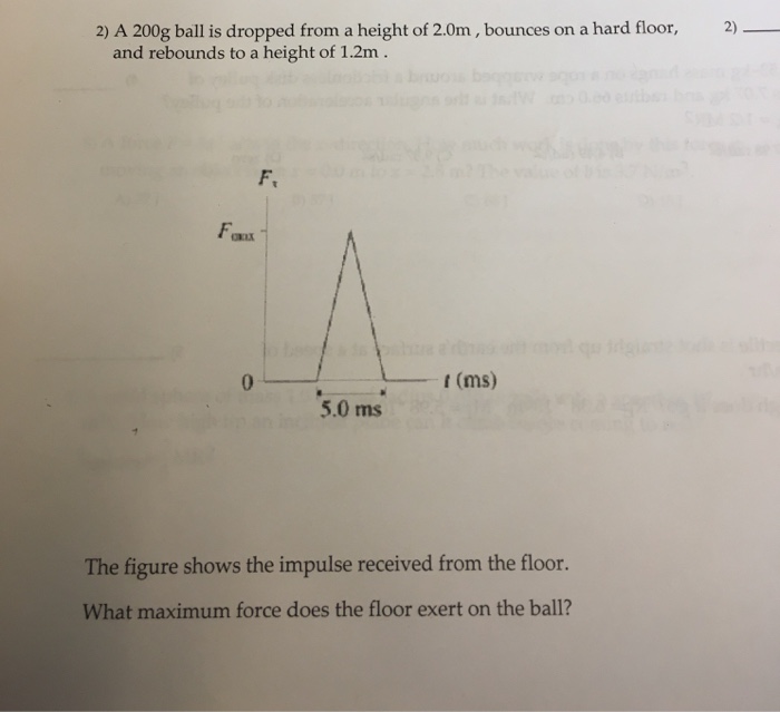 Solved A 200g ball is dropped from a height of 2.0m, bounces | Chegg.com
