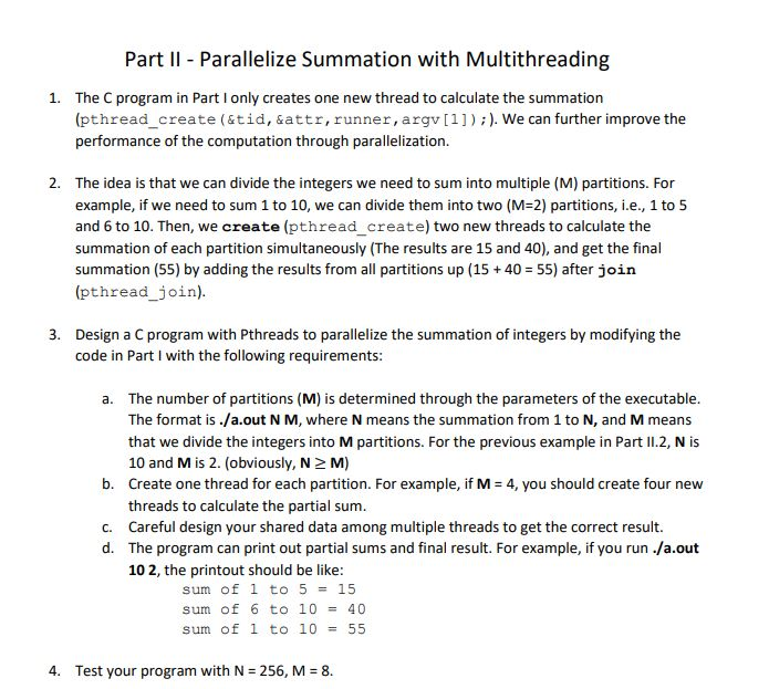 Part I Compile And Run C Program With Pthreads