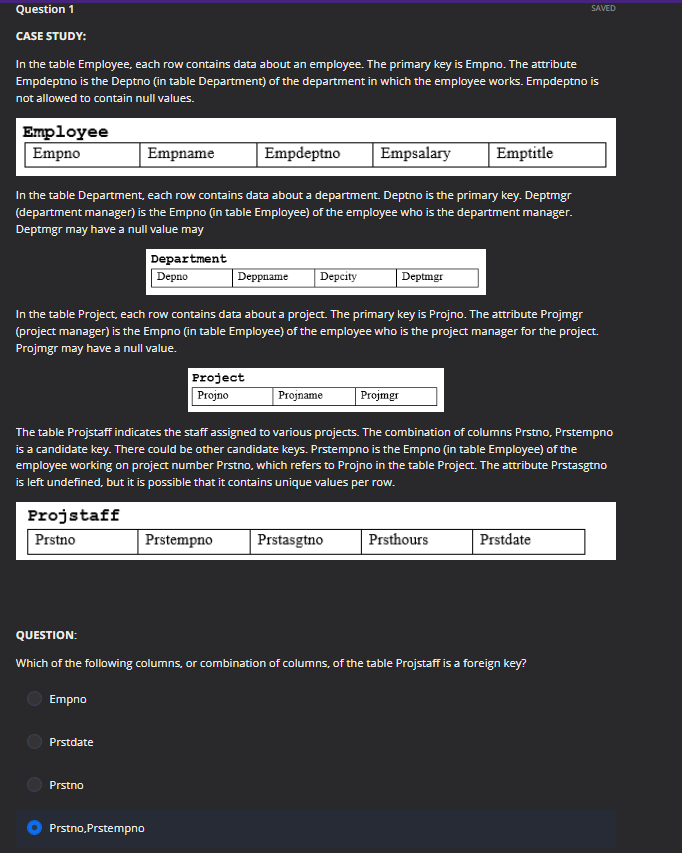 Solved Question 1 CASE STUDY: In the table Employee, each | Chegg.com