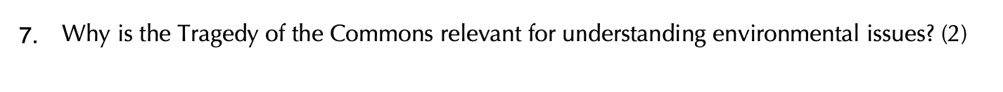 Solved Why is the Tragedy of the Commons relevant for | Chegg.com