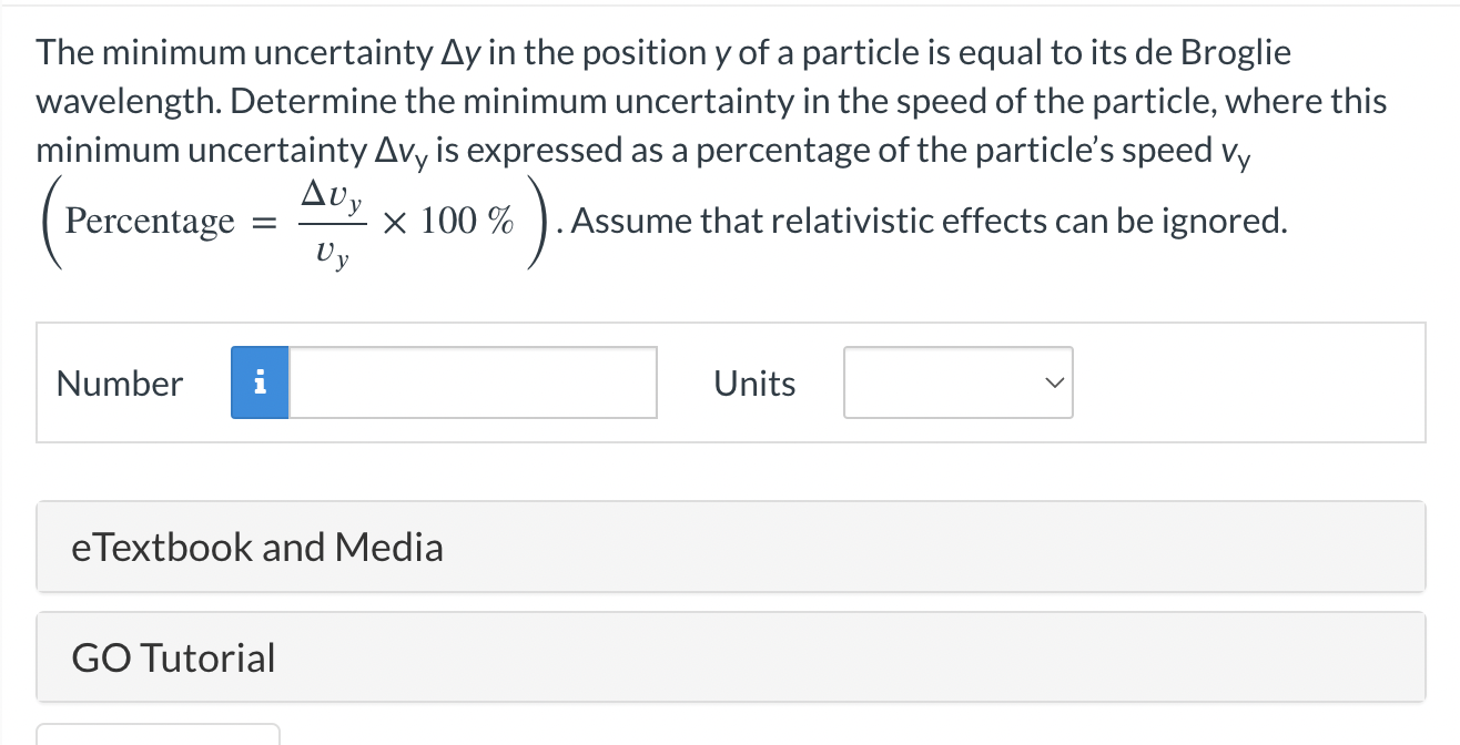 Solved The minimum uncertainty Δy in the position y of a | Chegg.com