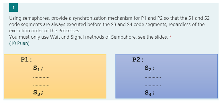 Solved Using semaphores, provide a synchronization mechanism | Chegg.com