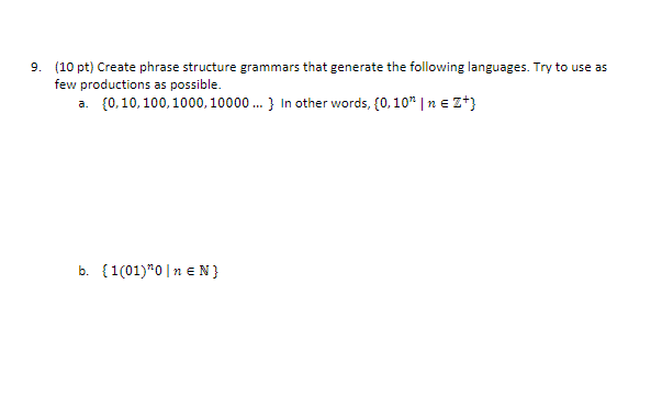 Solved (10 pt) Create phrase structure grammars that | Chegg.com