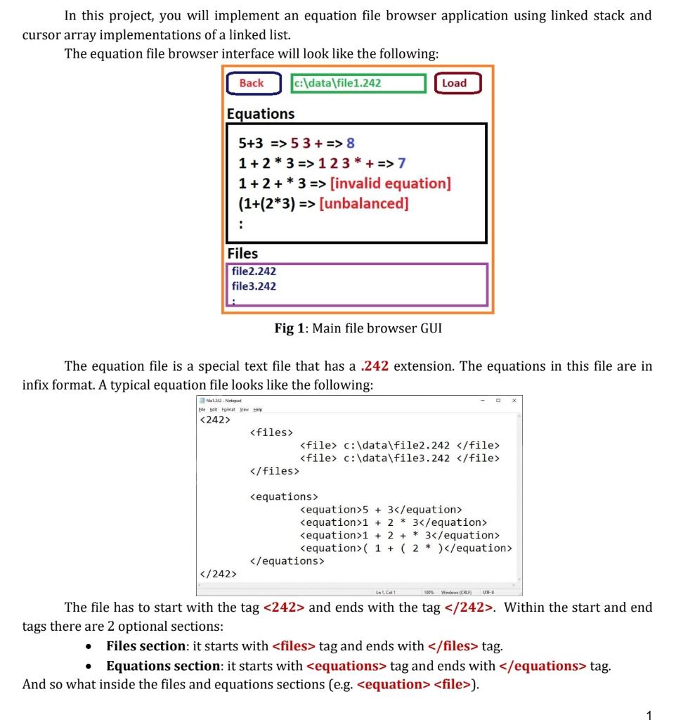 Solved In this project, you will implement an equation file | Chegg.com