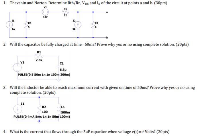 Solved 1. Thevenin and Norton. Determine Rth/Rn, VT, and I | Chegg.com