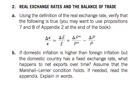 Solved 2. REAL EXCHANGE RATES AND THE BALANCE OF TRADE Using | Chegg.com