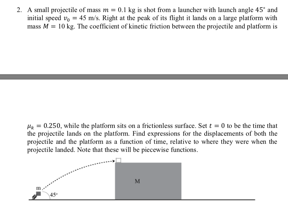 Solved 2. A small projectile of mass 𝑚 = 0.1 kg is shot | Chegg.com