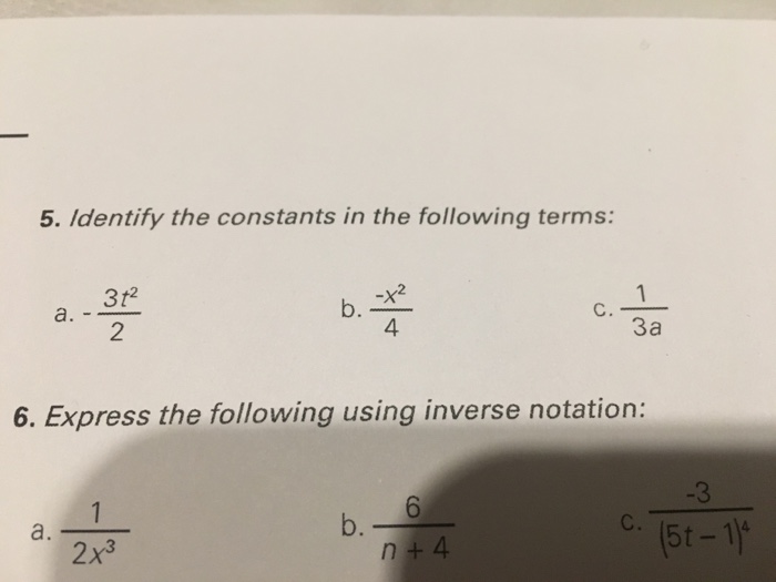 Solved Express the following using inverse notation: | Chegg.com