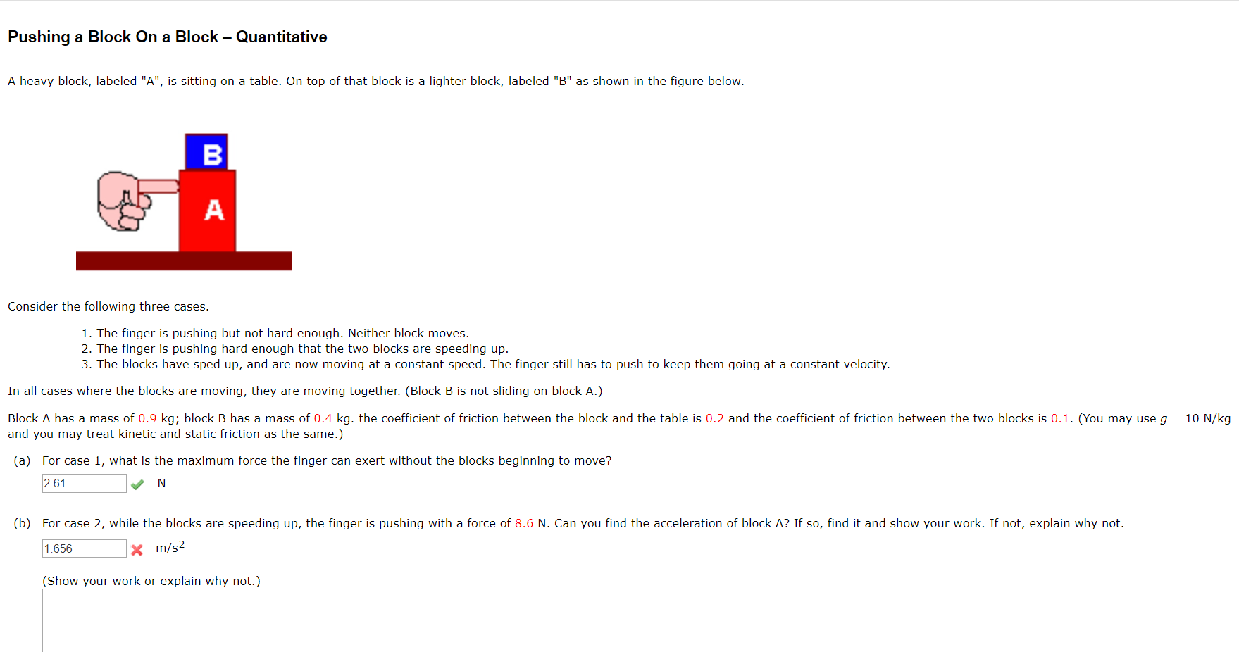 Solved Pushing a Block On a Block - Quantitative A heavy | Chegg.com