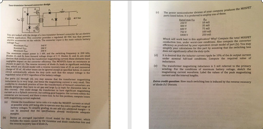 Two-transistor forward converter design (c) The | Chegg.com