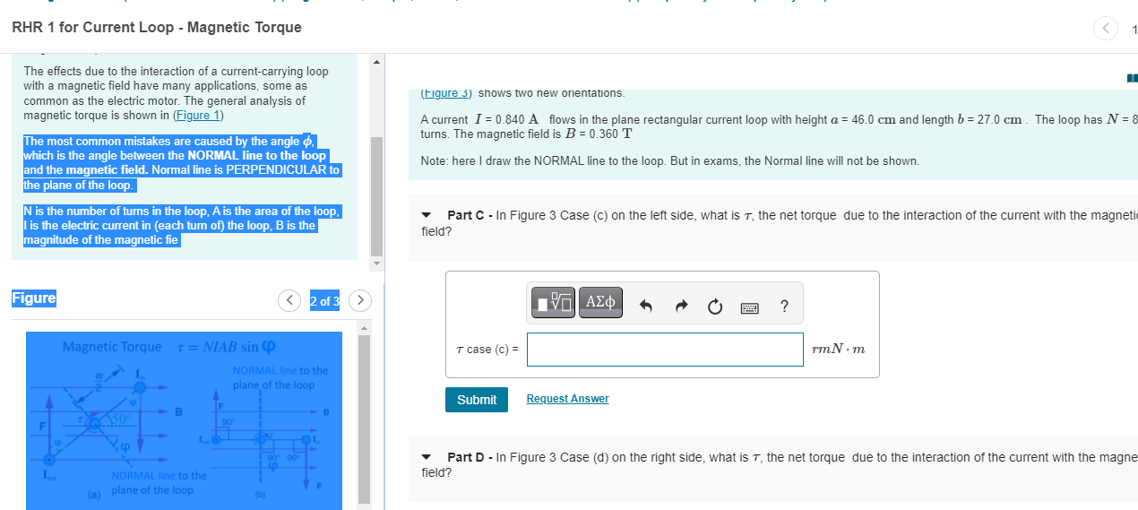 Solved RHR 1 for Current Loop - Magnetic Torque 10 The | Chegg.com