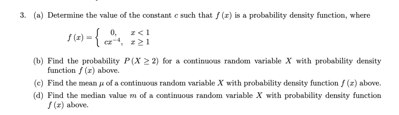 Solved (a) Determine the value of the constant c such that | Chegg.com