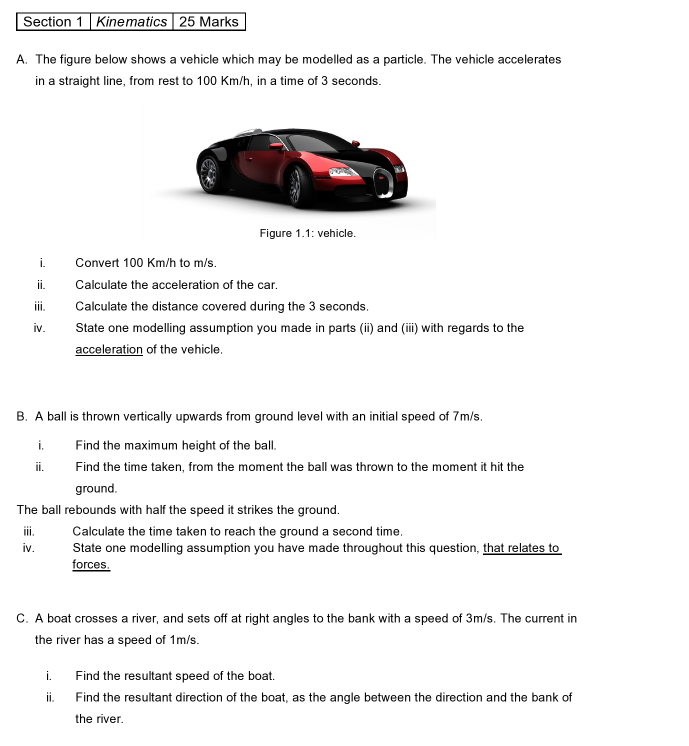 Solved Section 1 Kinematics 25 Marks A. The figure below | Chegg.com