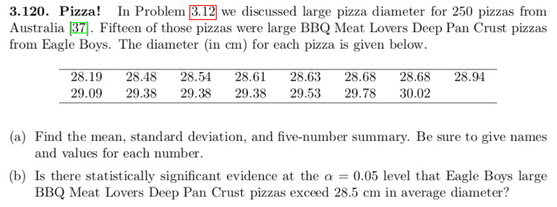 Solved 3.120. Pizza! In Problem 3.12 we discussed large | Chegg.com