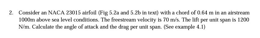 Solved 2. Consider an NACA 23015 airfoil (Fig 5.2a and 5.2b | Chegg.com