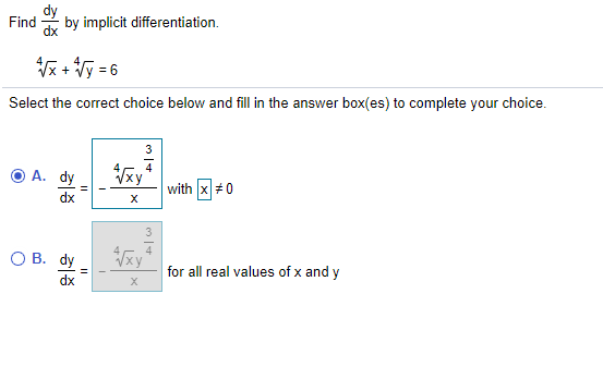 Solved Find dy dx by implicit differentiation. In 3xy = e | Chegg.com