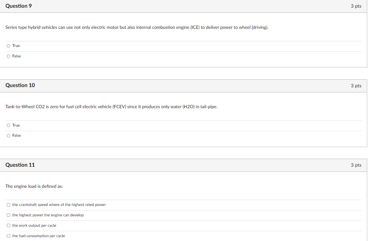 Solved Question 9 3 pts Series type hybrid vehicles can use | Chegg.com