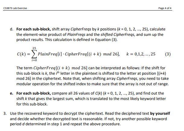 Write a Java program to decipher the ciphertext. | Chegg.com