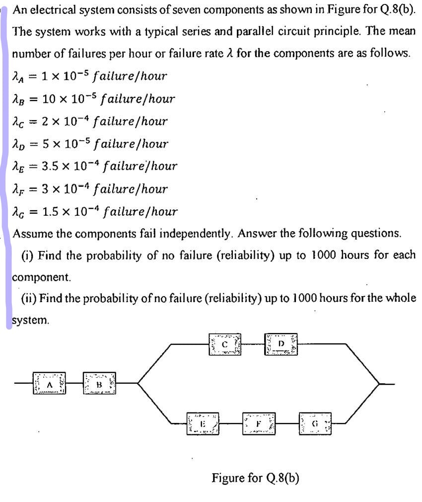 Solved An electrical system consists of seven components as | Chegg.com