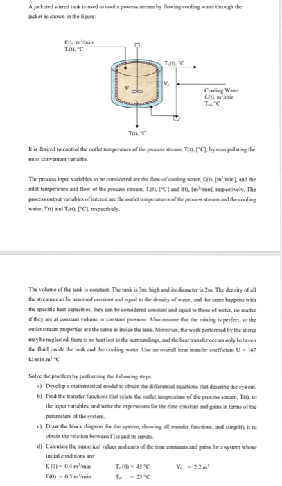 Solved A jacketed stirred tank is used to cool a process | Chegg.com