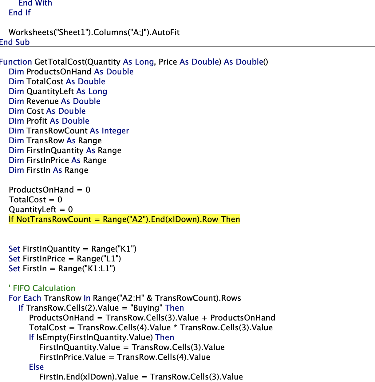 Solved Function GetProductsOnHand() As Double Dim | Chegg.com