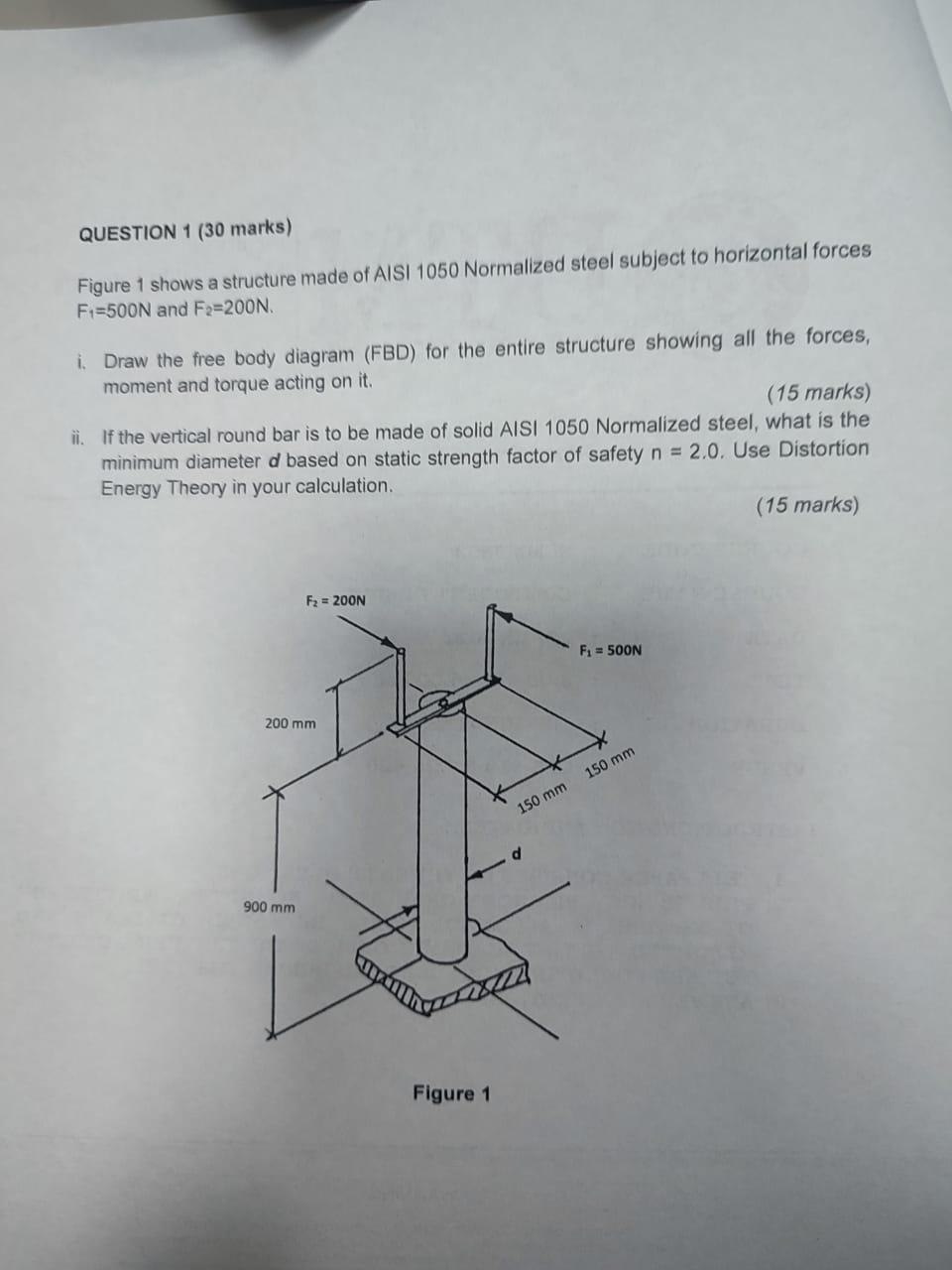 Solved QUESTION 1 (30 marks) Figure 1 shows a structure made | Chegg.com