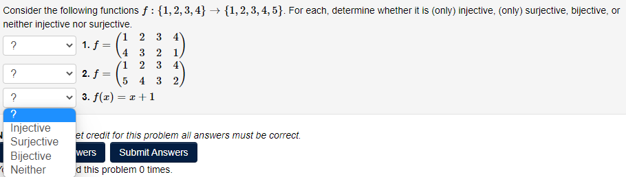 Solved onsider the following functions | Chegg.com