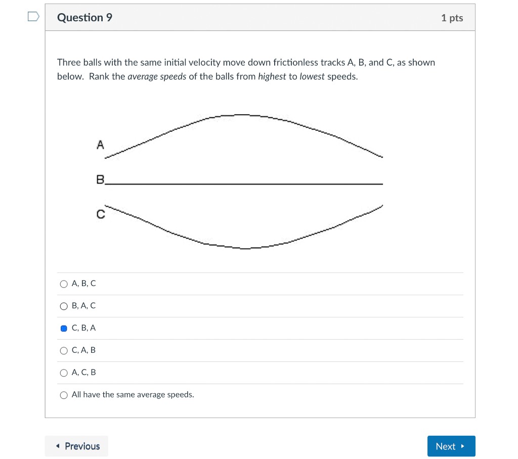Solved Three balls with the same initial velocity move down | Chegg.com