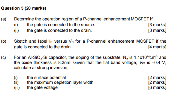 Solved Question 5 (20 marks) (a) (b) Determine the operation | Chegg.com
