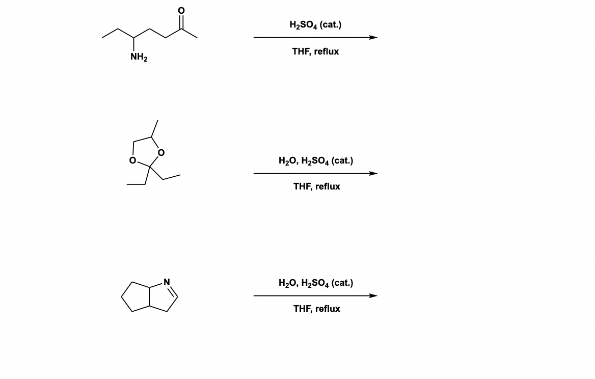 Solved سلمي H2SO4 (cat.) NH2 THF, reflux H2O, H2SO4 (cat.) | Chegg.com