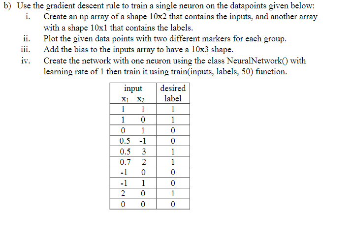 Solved 0) Use the gradient descent rule to train a single | Chegg.com