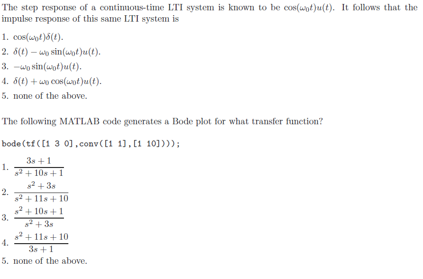 Solved The step response of a continuous-time LTI system is | Chegg.com