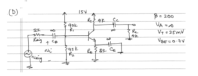 Solved (i) Open-circuit voltage gain, Avo (ii) Voltage gain | Chegg.com