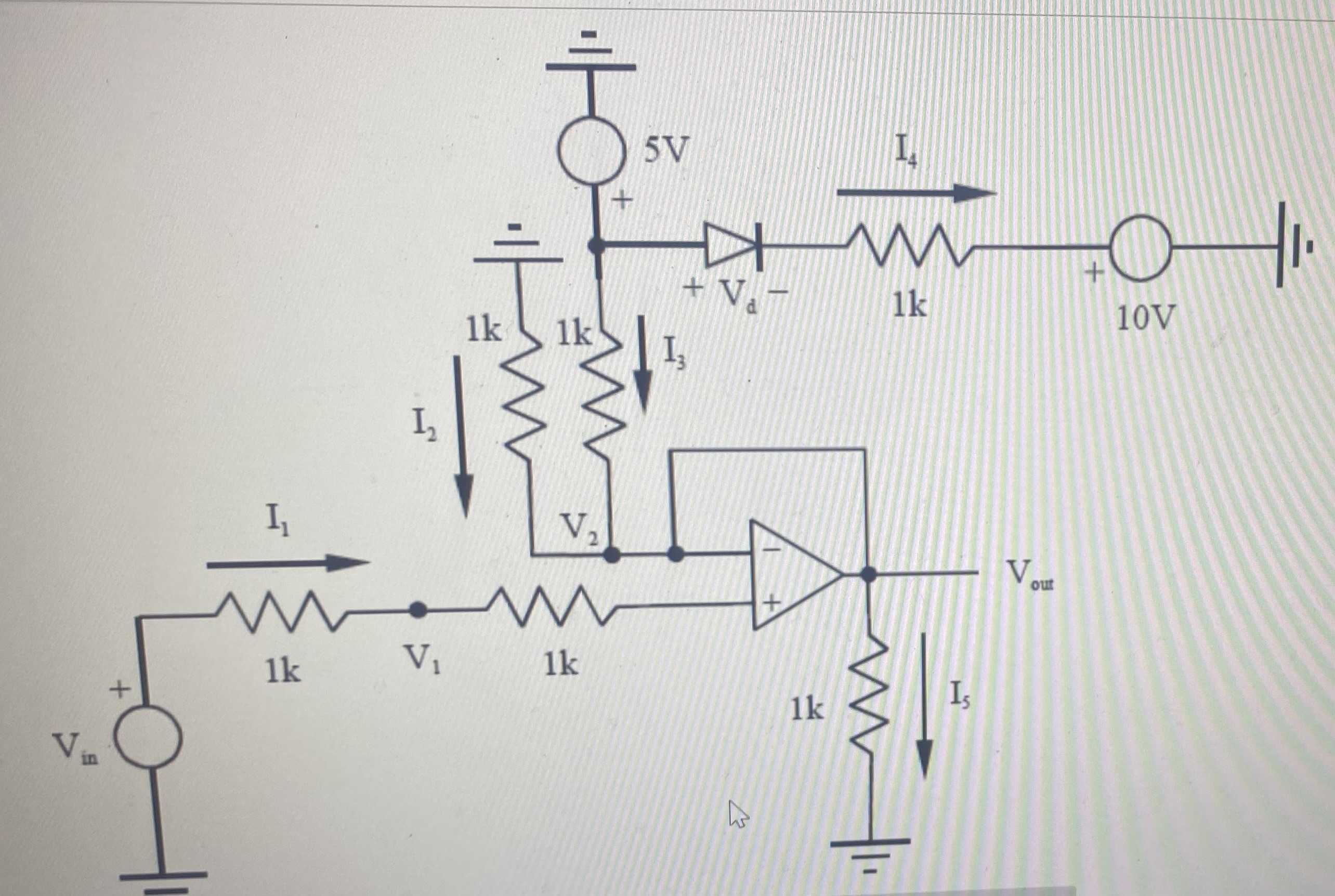 In the circuit below, a) If Vin =5 V, what is V1 and | Chegg.com