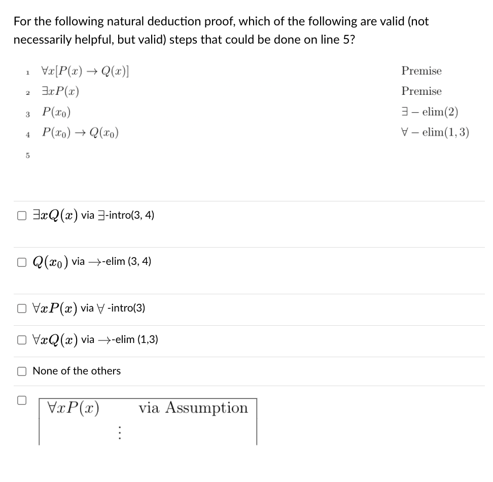 Solved For the following natural deduction proof, which of | Chegg.com