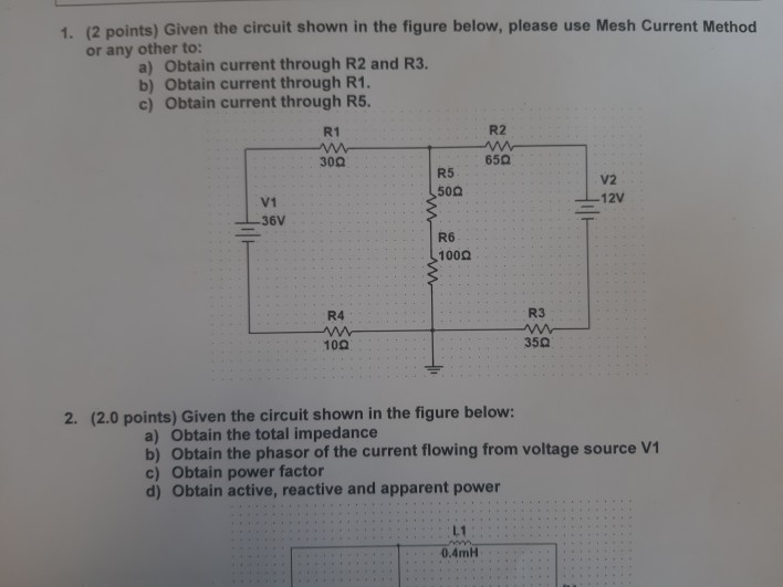 Solved 1. (2 points) Given the circuit shown in the figure | Chegg.com