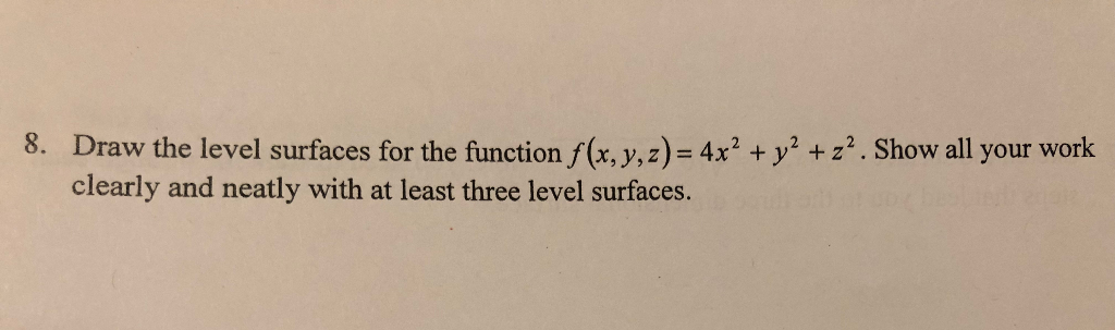 Solved 8. Draw the level surfaces for the function /(x, | Chegg.com