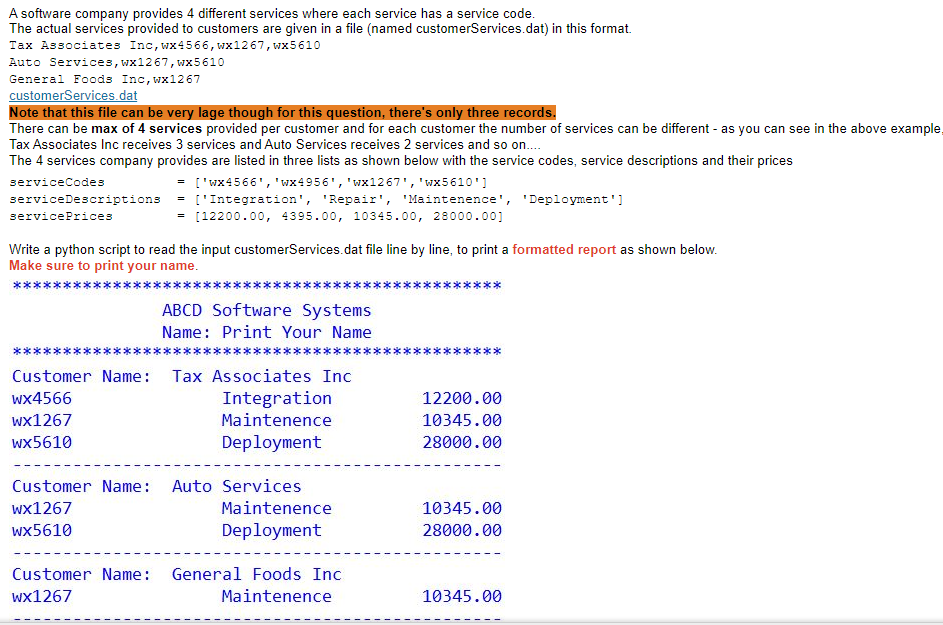 Solved A software company provides 4 different services | Chegg.com