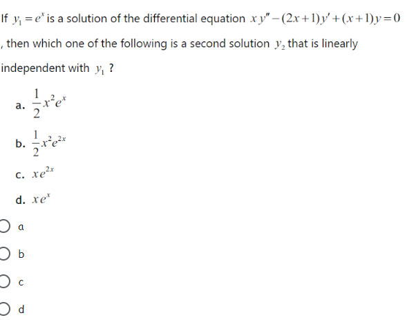 Solved If y1=ex is a solution of the differential equation | Chegg.com