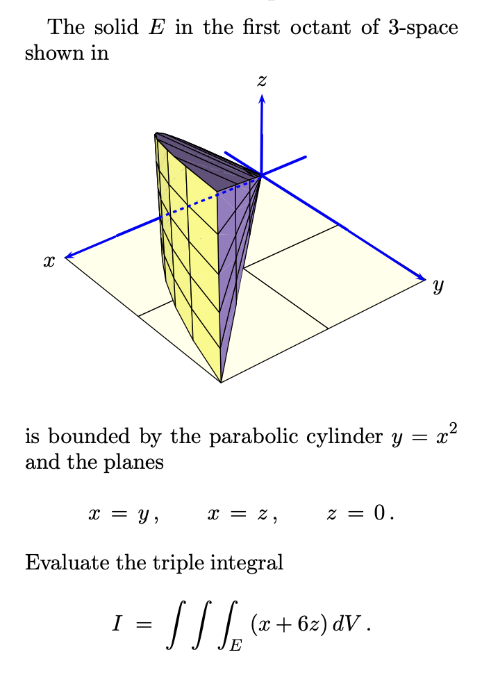 Solved The solid E in the first octant of 3 -space shown in | Chegg.com