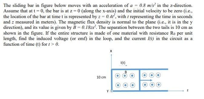 Solved The sliding bar in figure below moves with an | Chegg.com