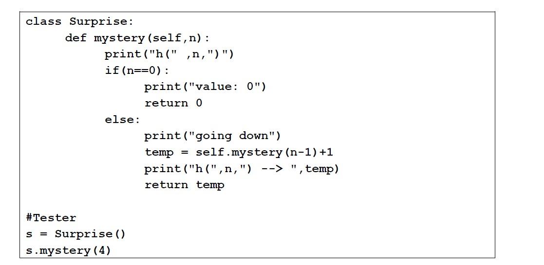Solved Draw the recursive flow diagram/memory stack (draw | Chegg.com