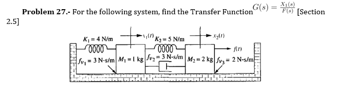 Problem 27.- For the following system, find the | Chegg.com