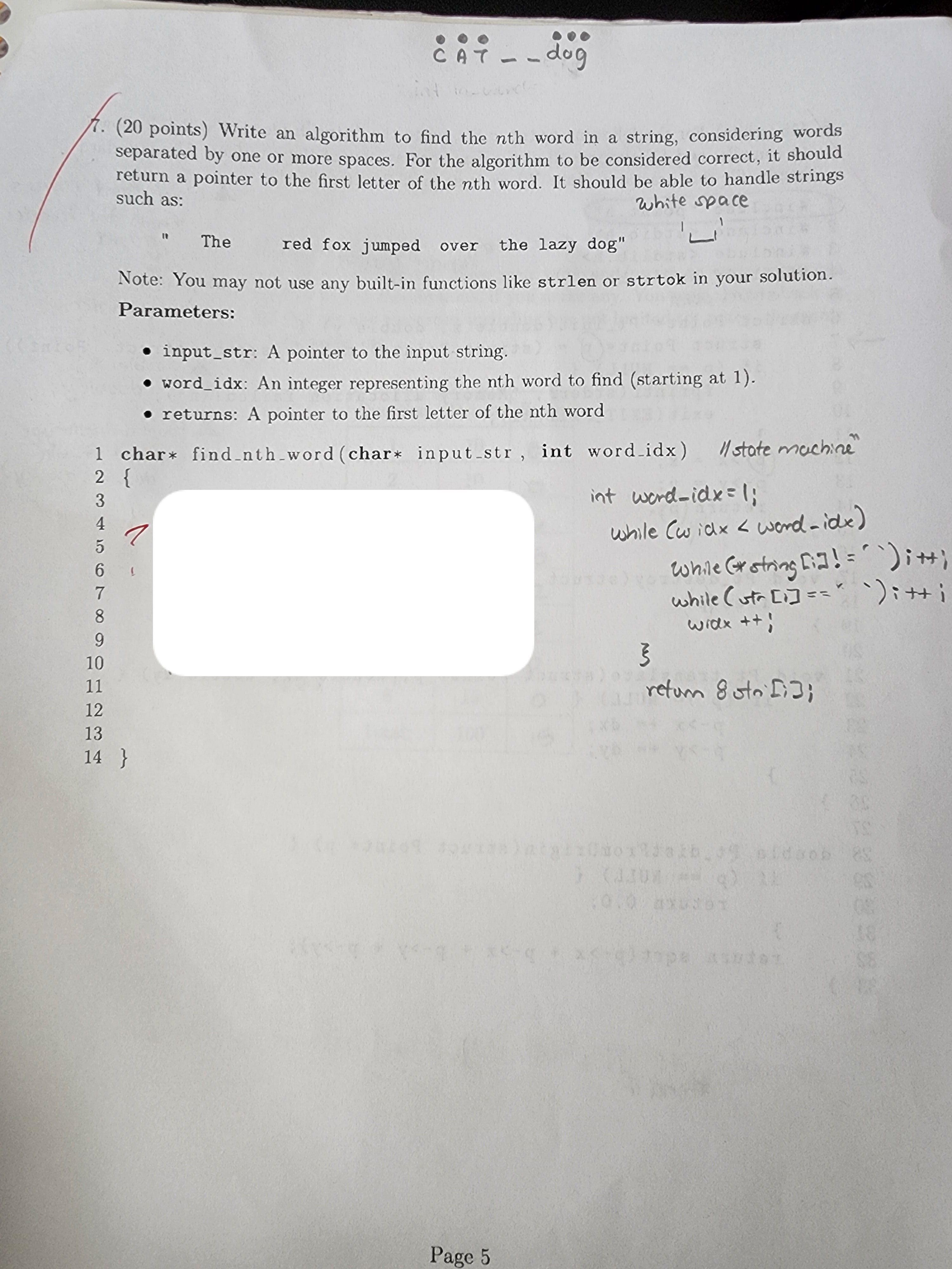 Solved C˙A¨0˙−dog (20 points) Write an algorithm to find the | Chegg.com