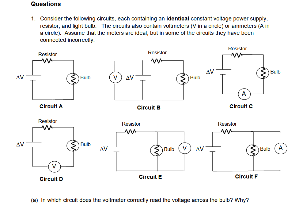 Solved Questions 1. Consider the following circuits, each | Chegg.com
