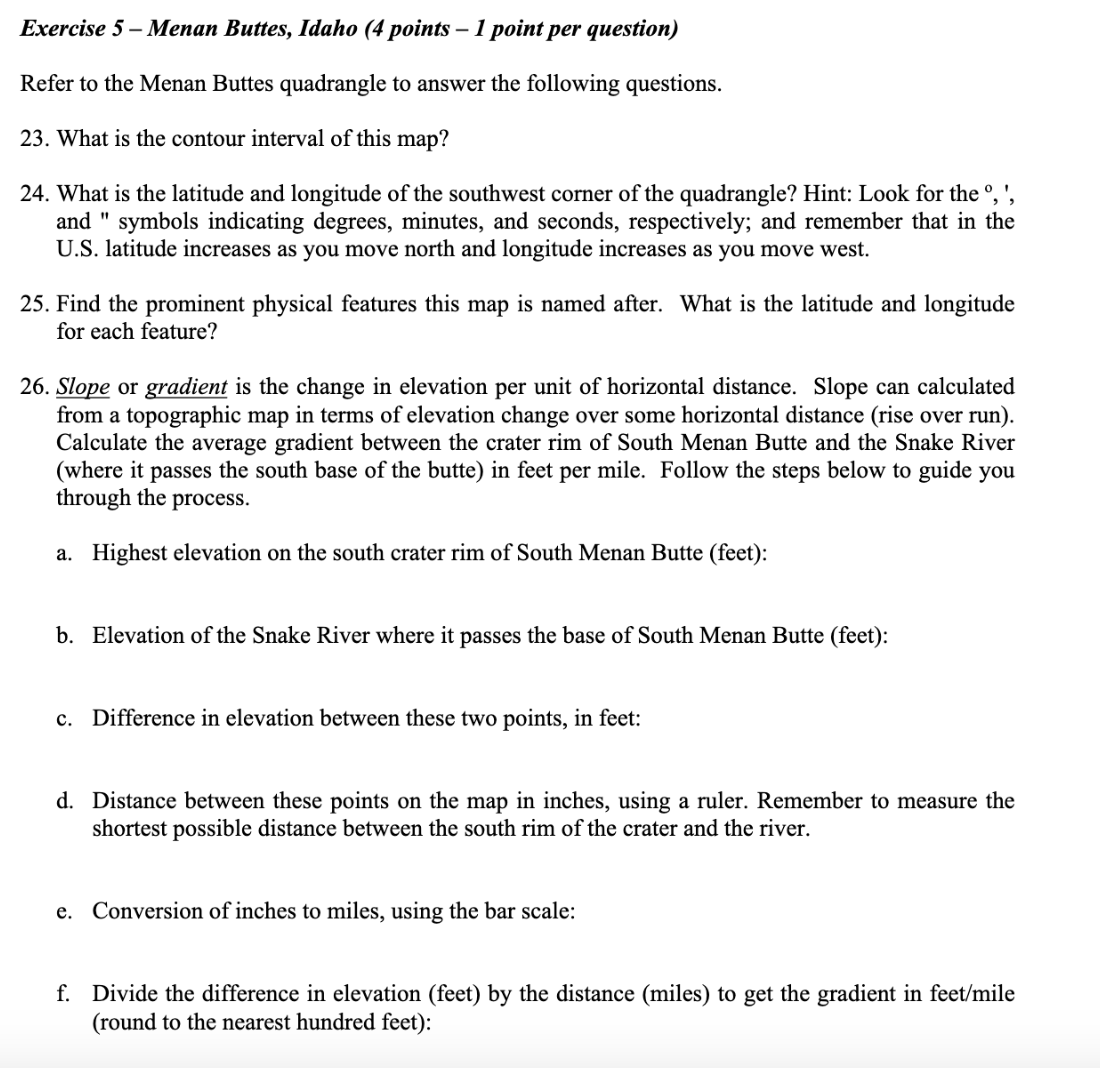 Solved Exercise 5 -Menan Buttes, Idaho (4 points - 1 point | Chegg.com