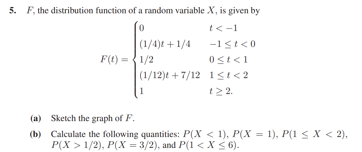Solved 5. F, the distribution function of a random variable | Chegg.com