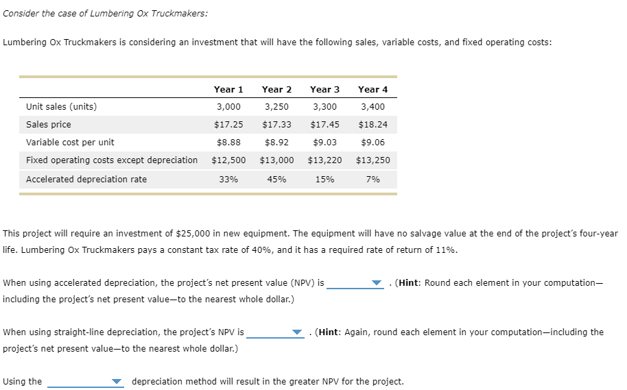 Solved Consider the case of Lumbering Ox Truckmakers: | Chegg.com