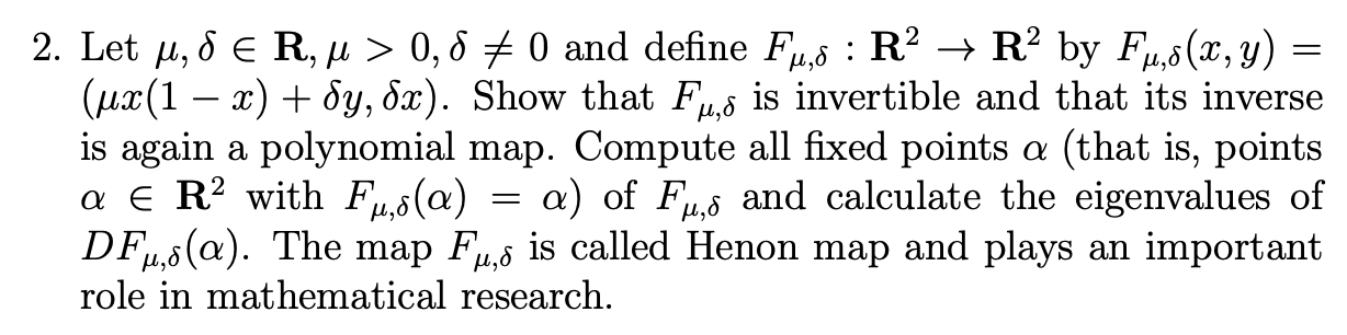 Solved 2. Let u, de R, u > 0,8 + 0 and define Fu, : R2 + R² | Chegg.com