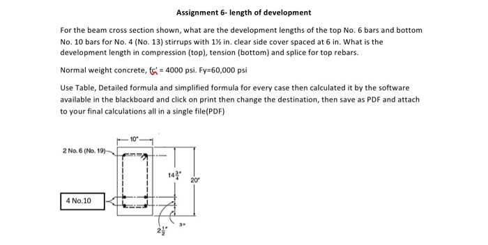 Solved Assignment 6-length of development For the beam cross | Chegg.com